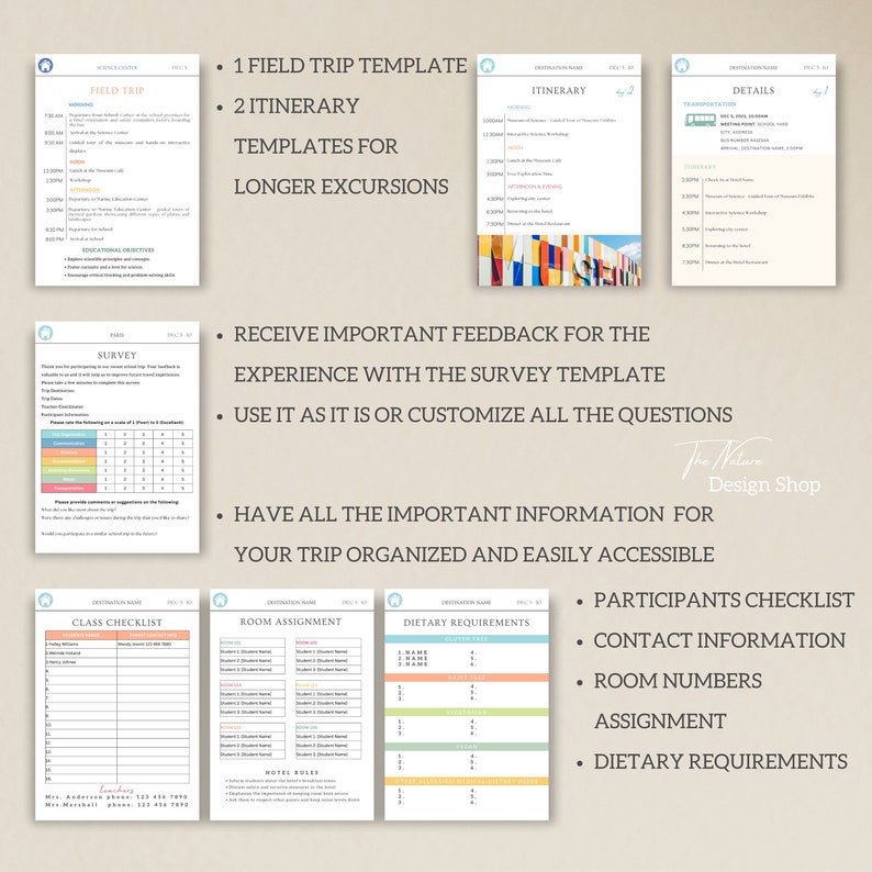 School Trip Itinerary Template Teachers Digital Planner School Trip ...