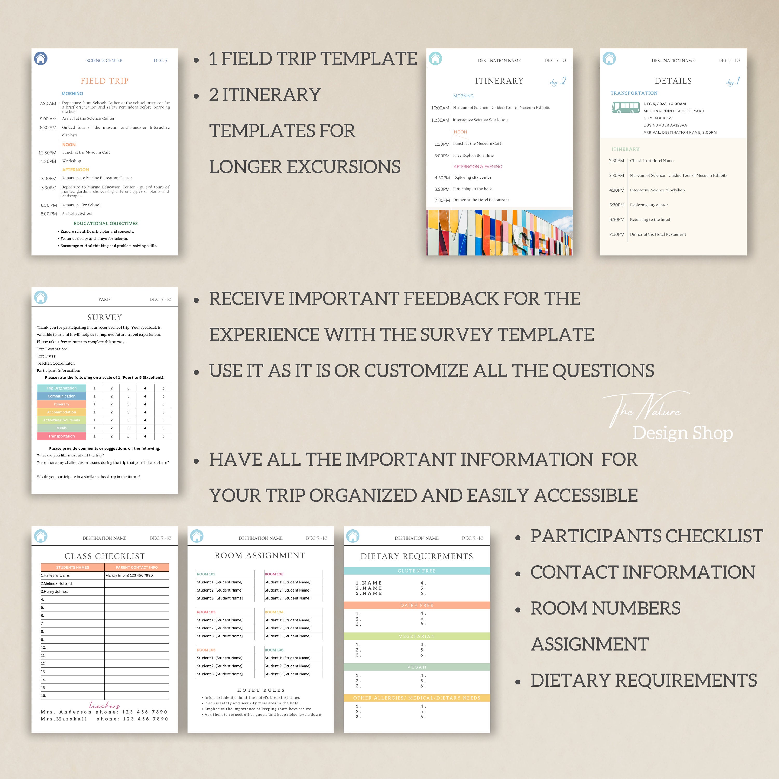 School Trip Itinerary Template Teachers Digital Planner School Trip ...