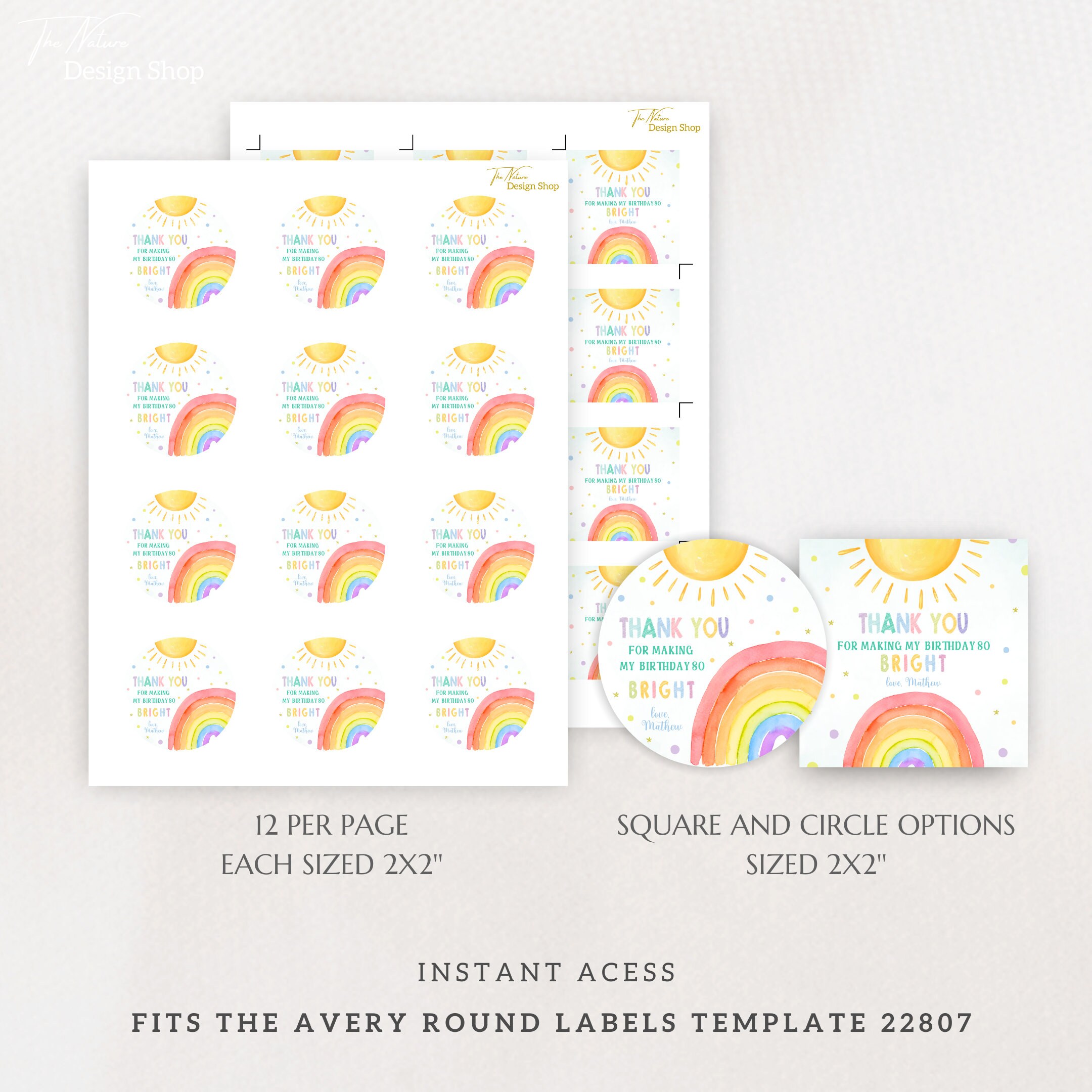 Editable Rainbow Favor Tag Rainbow Thank You Tag Rainbow Birthday Favor ...