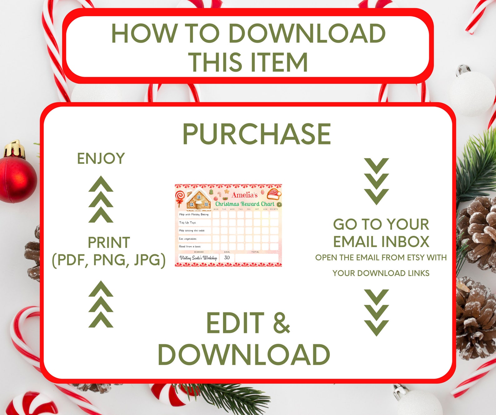 Editable Christmas Reward Chart for Kids Daily Routine Chart - Etsy