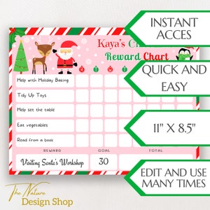 Editable Christmas Reward Chart for Kids Daily Routine Chart Kids Chore ...