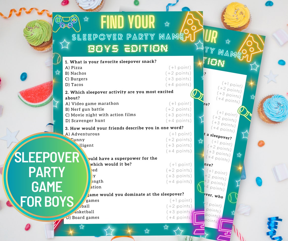 Sleepover Party Game Sleepover Birthday Ideas Tween Sleepover Games Boy ...