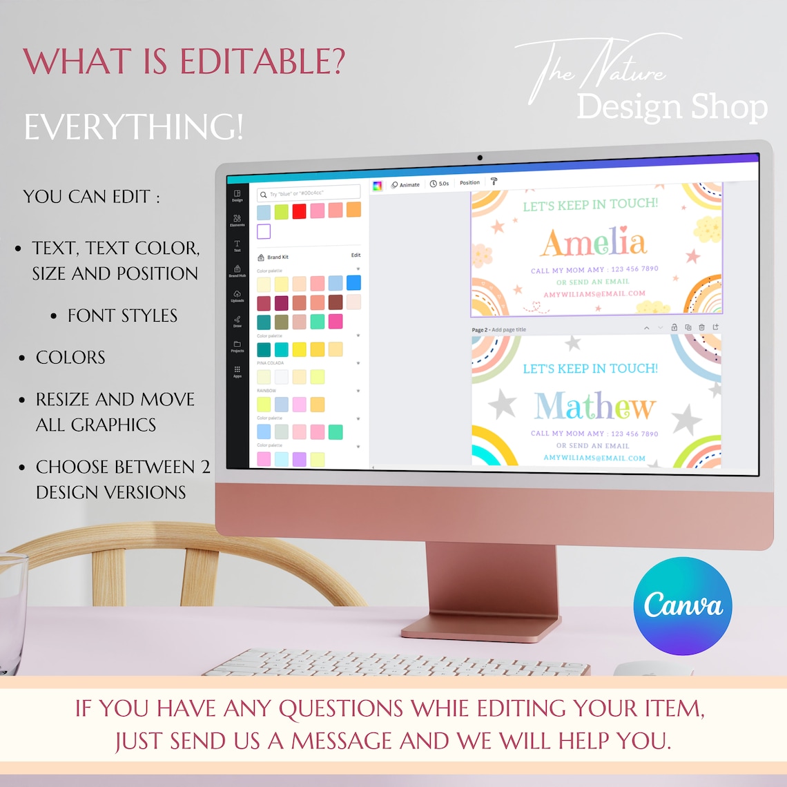 Kids Contact Cards Kids Playdate Cards Kids Keep in Touch for Kids ...