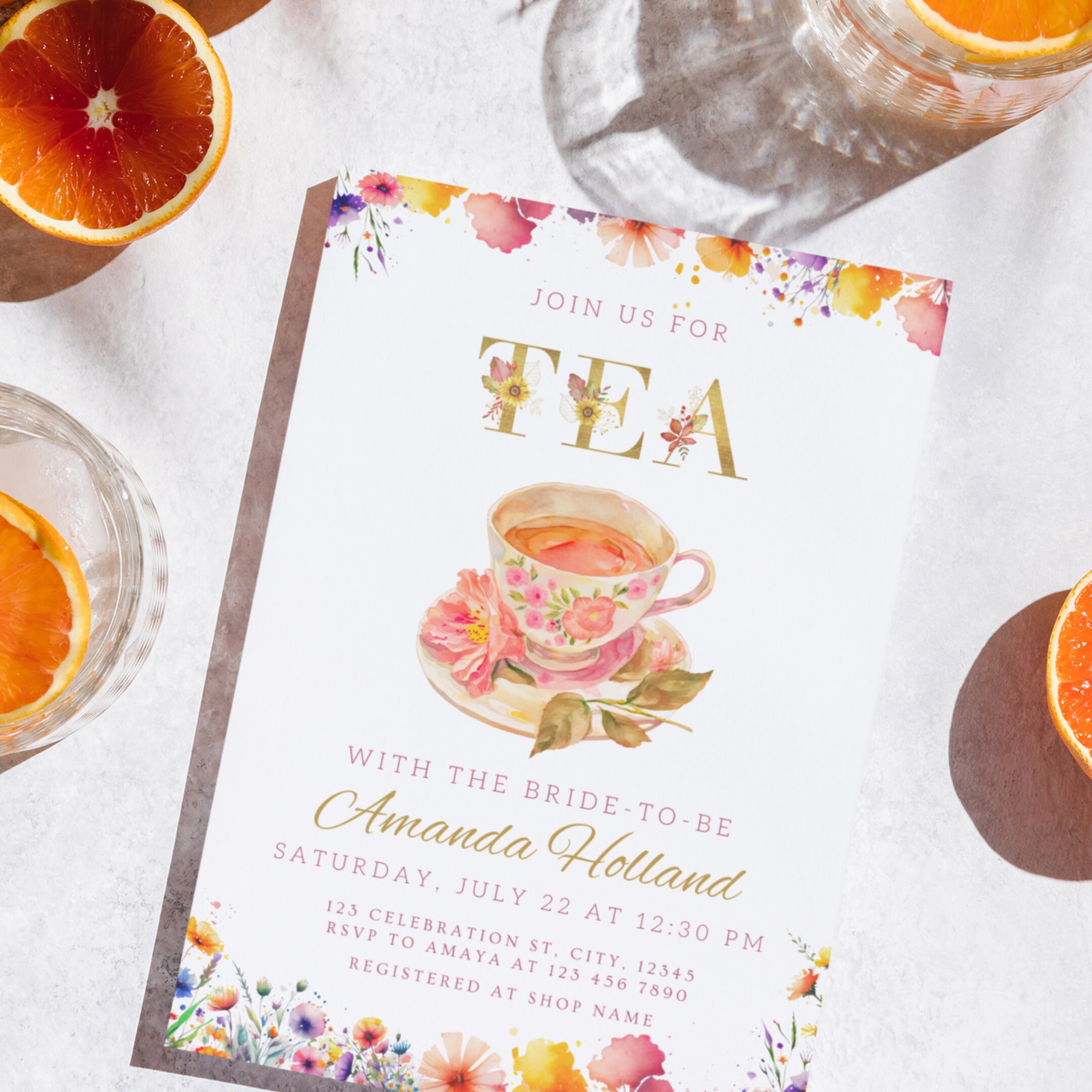 Afternoon Tea Invitation Tea With the Bride to Be Invitation High Tea ...