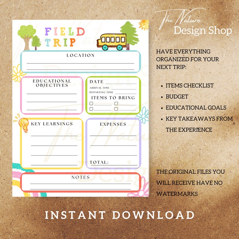 Field Trip Planner Field Trip Worksheet Field Trip Report Field Trip ...