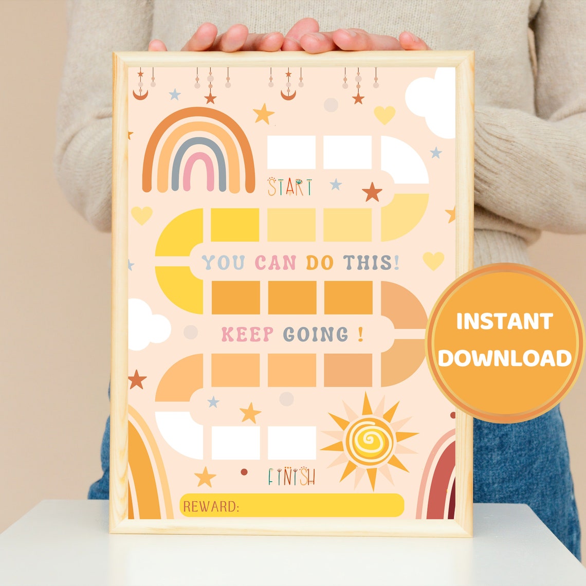 Boho Rainbow Reward Chart for Kids Daily Routine Chart Kids - Etsy