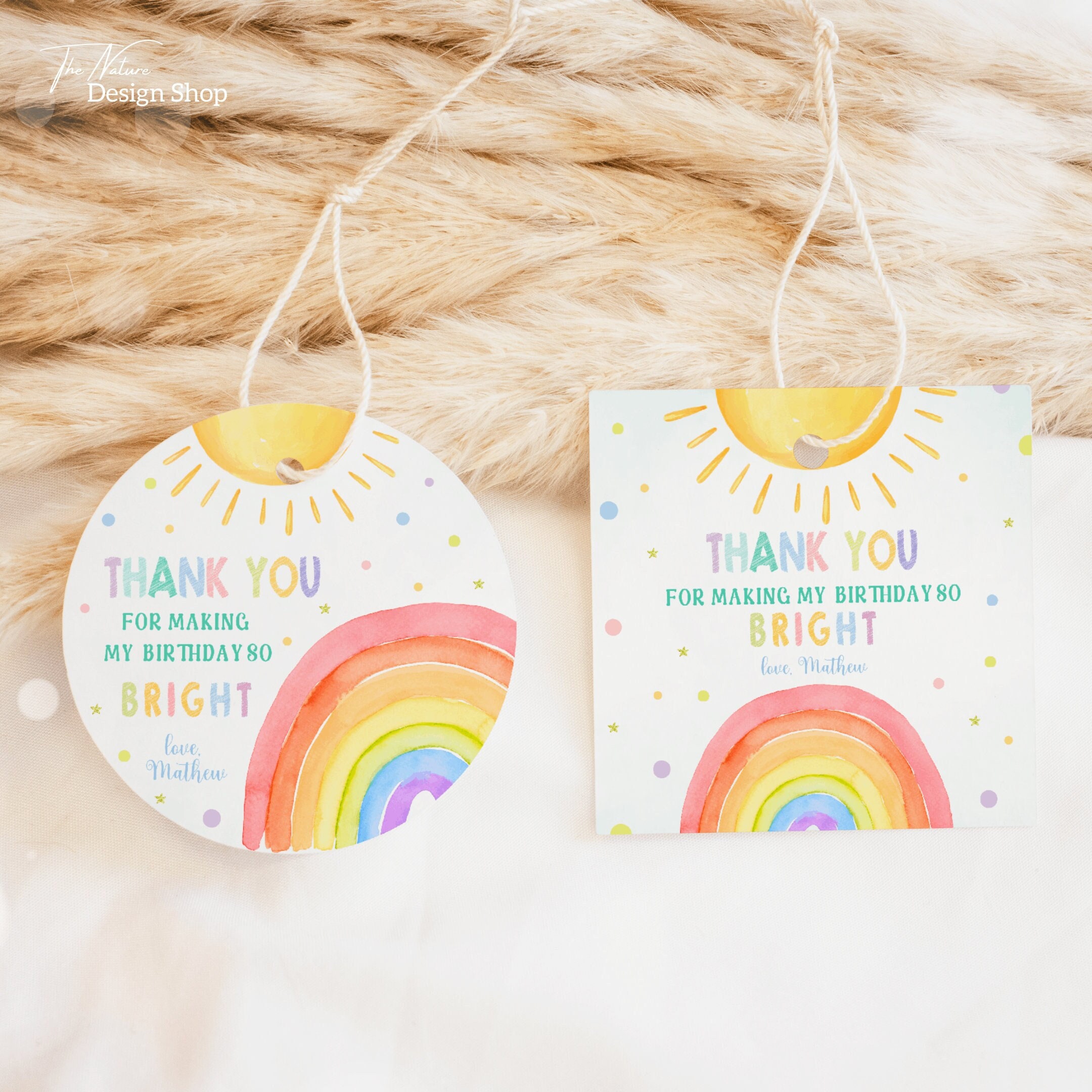 Editable Rainbow Favor Tag Rainbow Thank You Tag Rainbow Birthday Favor ...