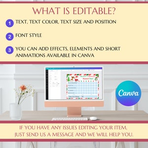 Editable Christmas Reward Chart for Kids Daily Routine Chart Kids Chore ...