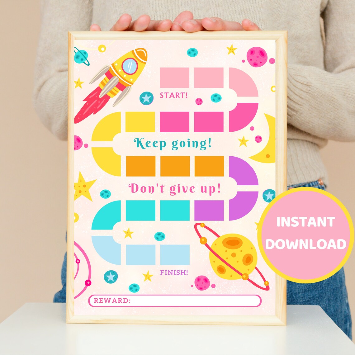 Outer Space Reward Chart Girls Reward Chart Toddlers Sticker Chart for ...