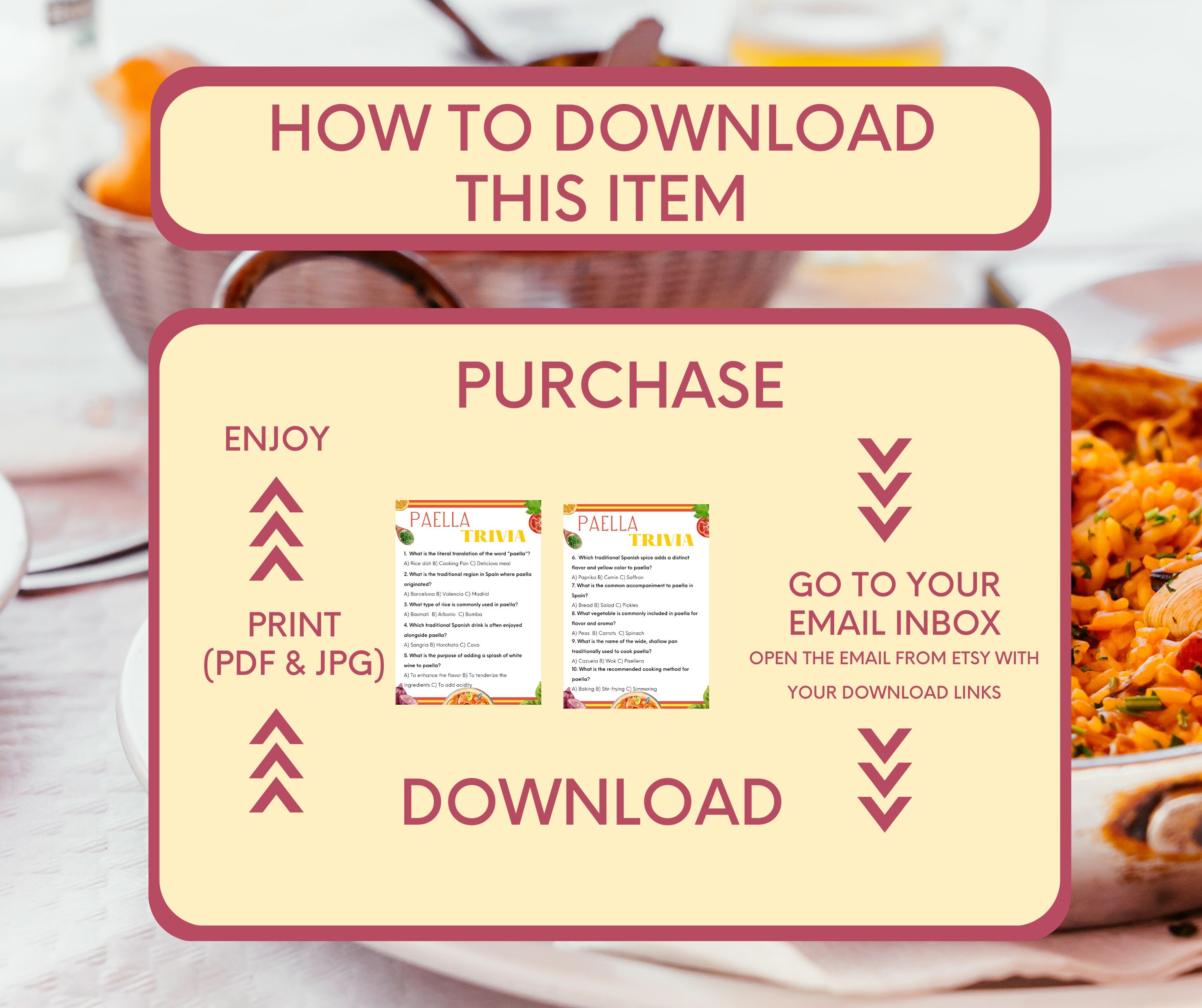 Paella Party Jeu-questionnaire Paella Party Favors Fiesta Paella Dîner ...