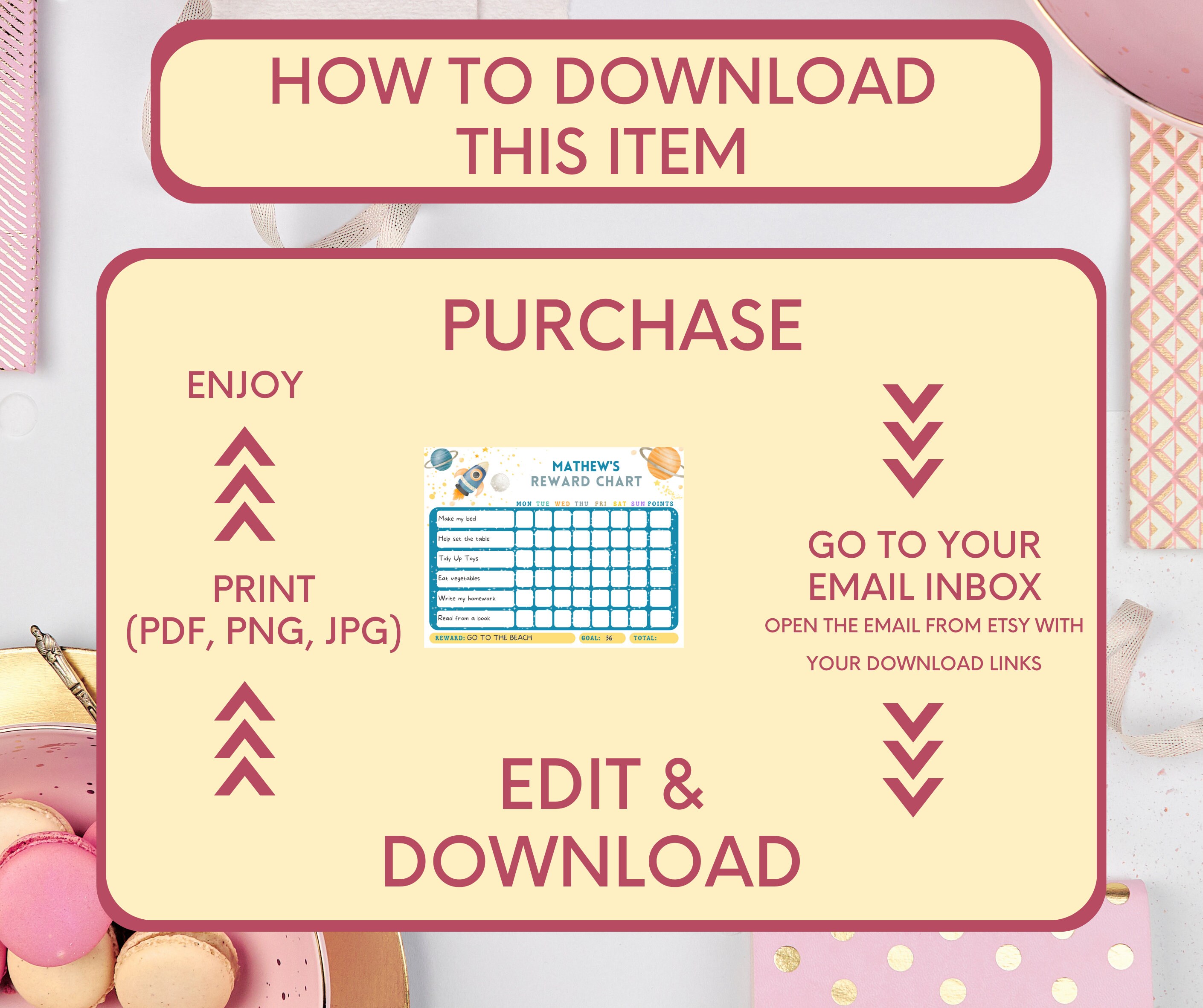 Editable Space Reward Chart Printable Behavior Chart Daily Chore Chart ...