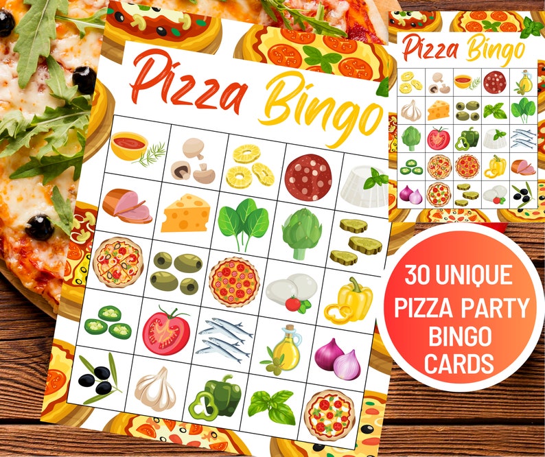 Pizza Bingo Pizza Birthday Bingo Game Kids Birthday Bingo Pizza Party ...
