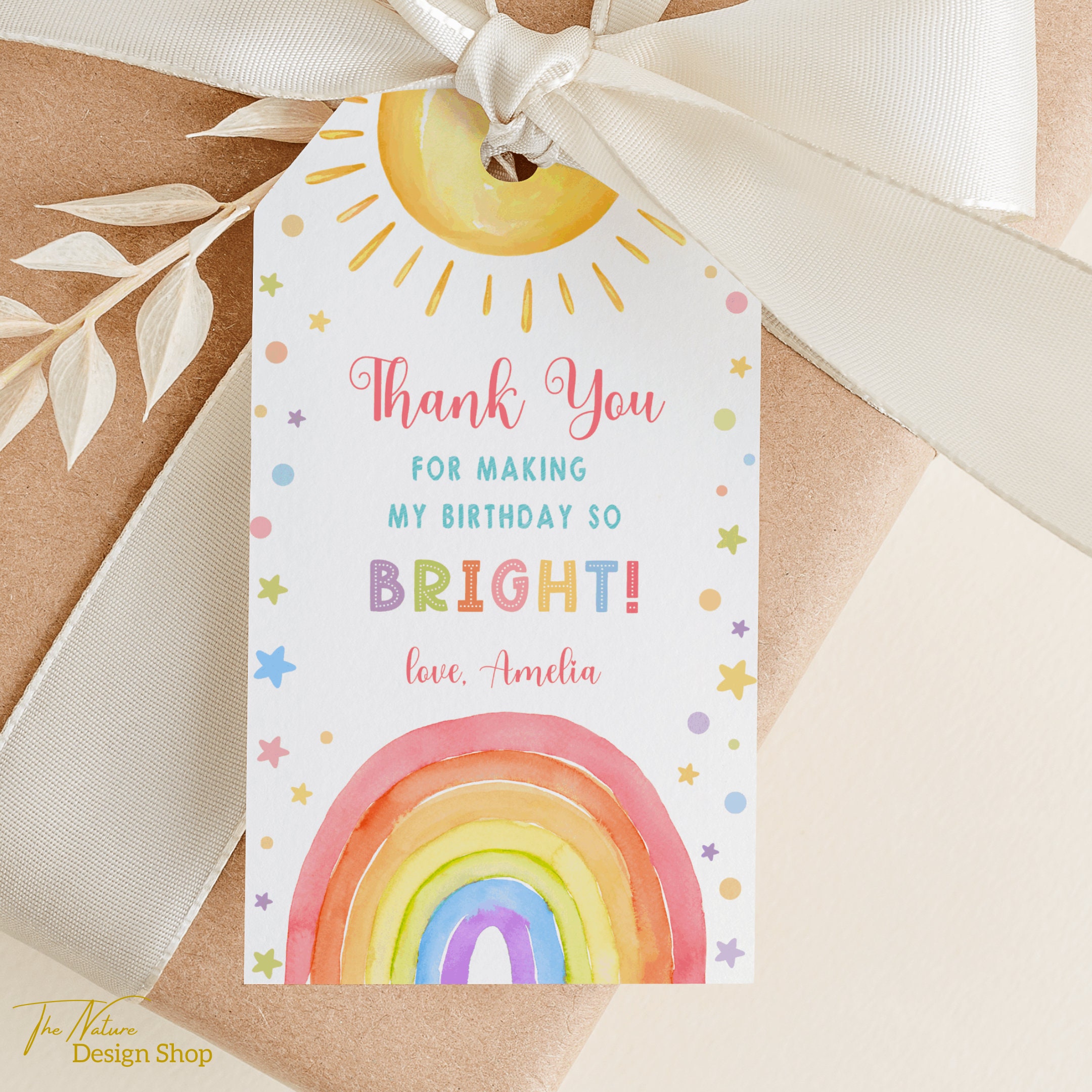 Editable Rainbow Favor Tag Rainbow Thank You Tag Rainbow Birthday Favor ...
