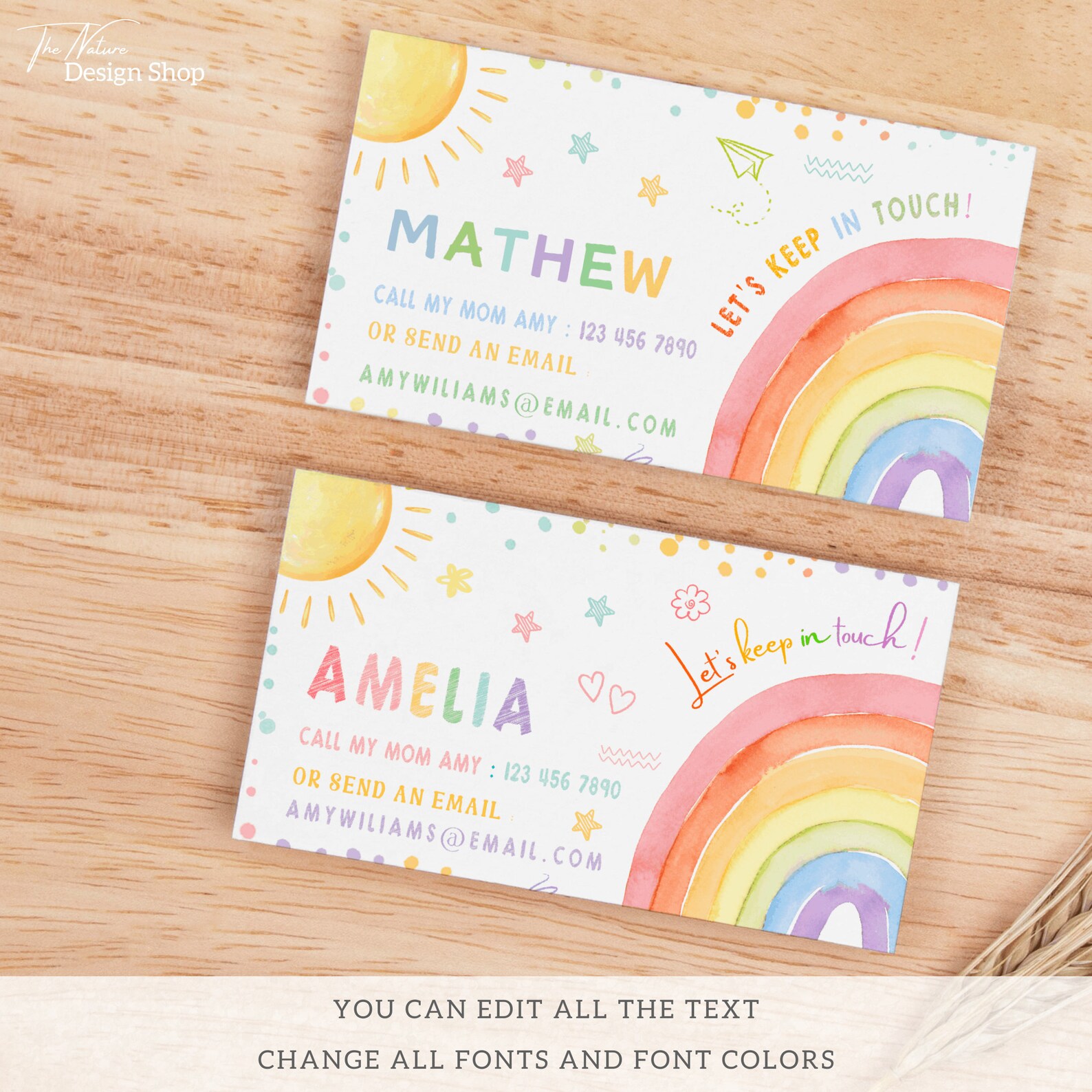 Kids Contact Cards Kids Playdate Cards Kids Keep in Touch for Kids ...