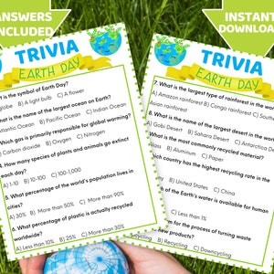 Earth Day Trivia Game Kids Earth Day Printable Games Earth Day Activity ...