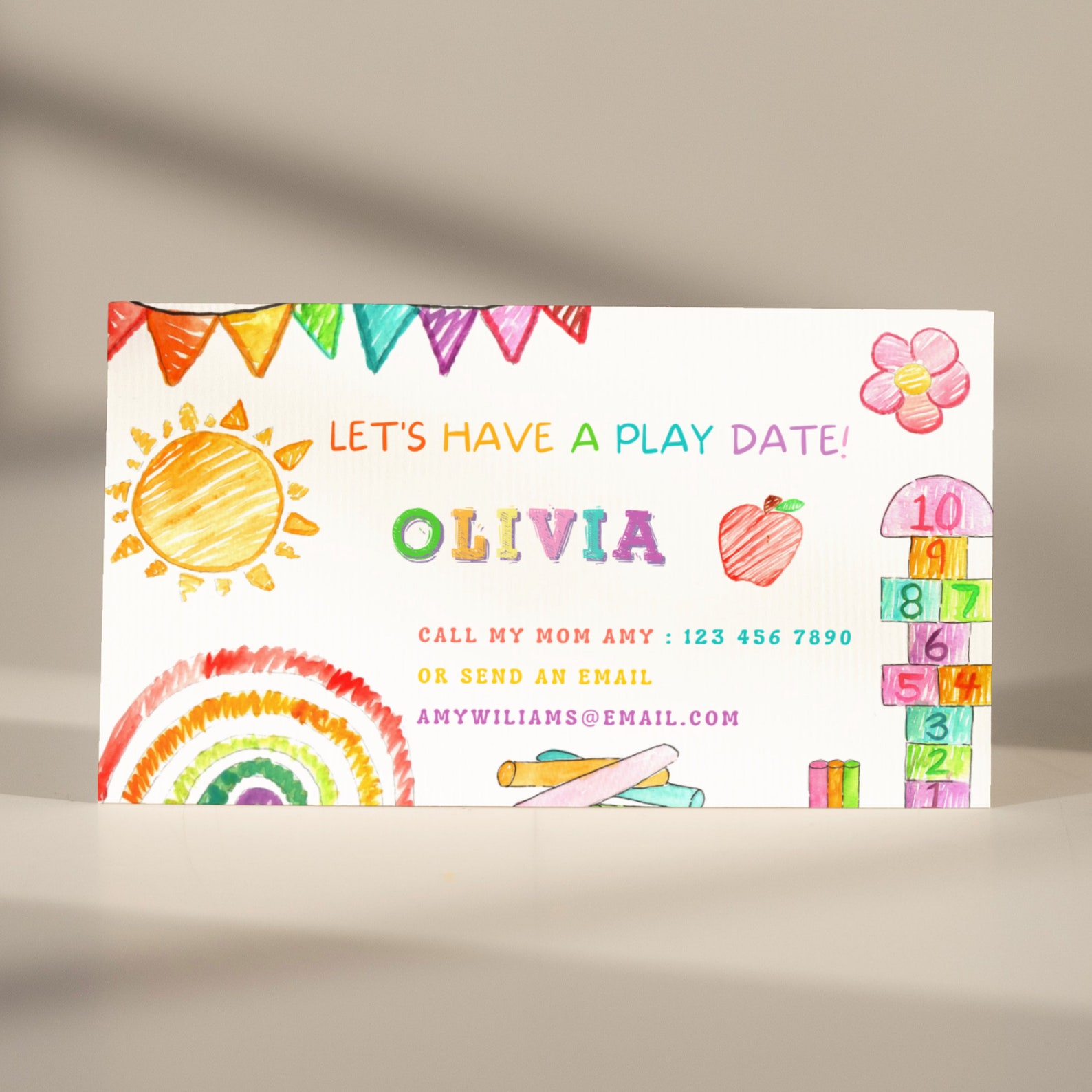 Back to School Kids Contact Cards Kids Business Cards Keep in Touch ...