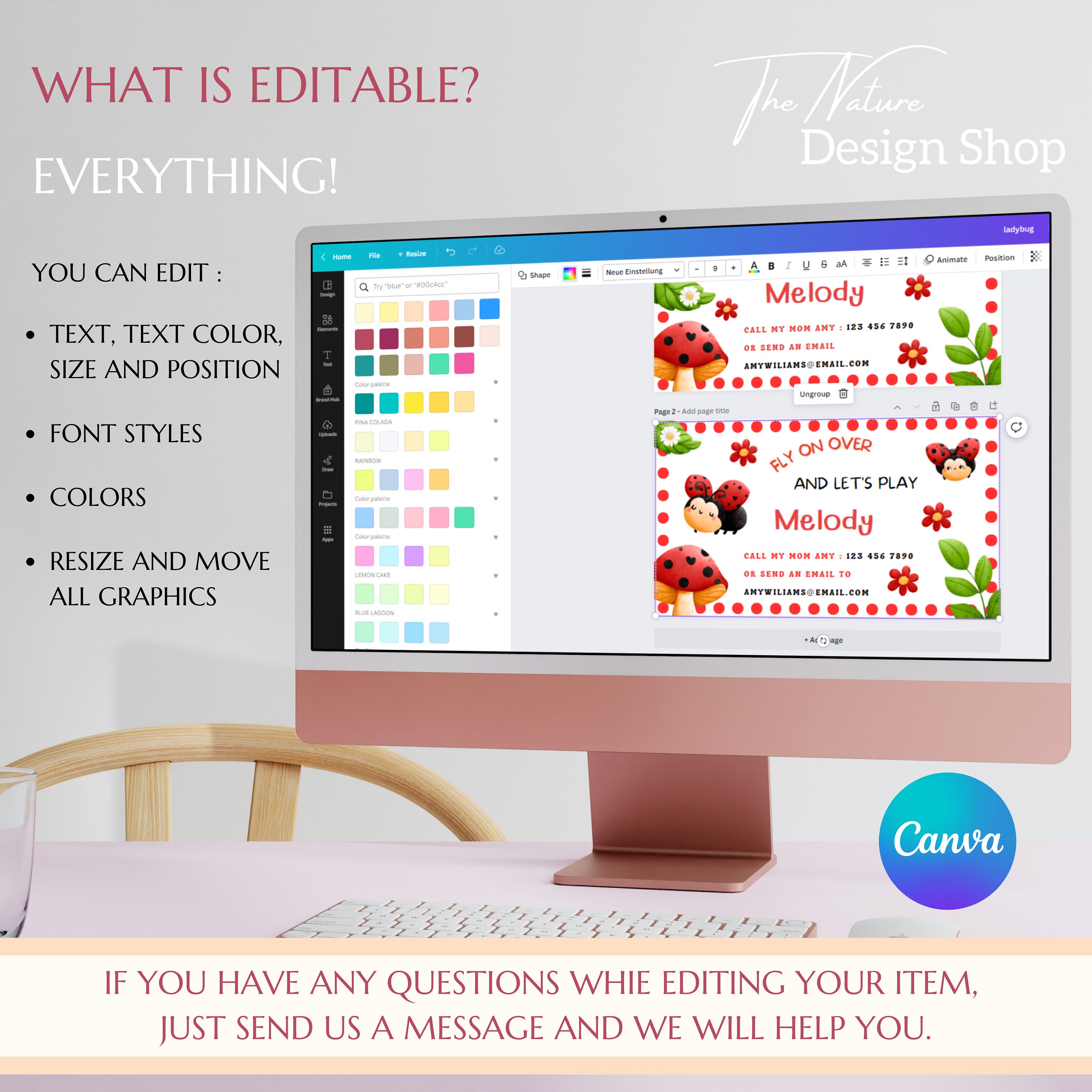 Ladybug Kids Contact Cards Kids Playdate Cards Girls Keep in - Etsy