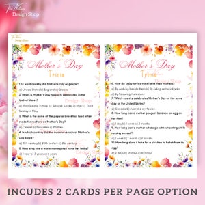 Mother’s Day Trivia Game Mother’s Day Kids Activities Mothers Day Party ...