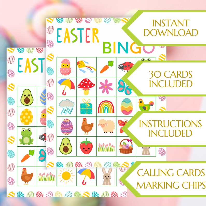 Easter Bingo Game Kids Easter Activity Printable Easter Game Kids Bingo ...