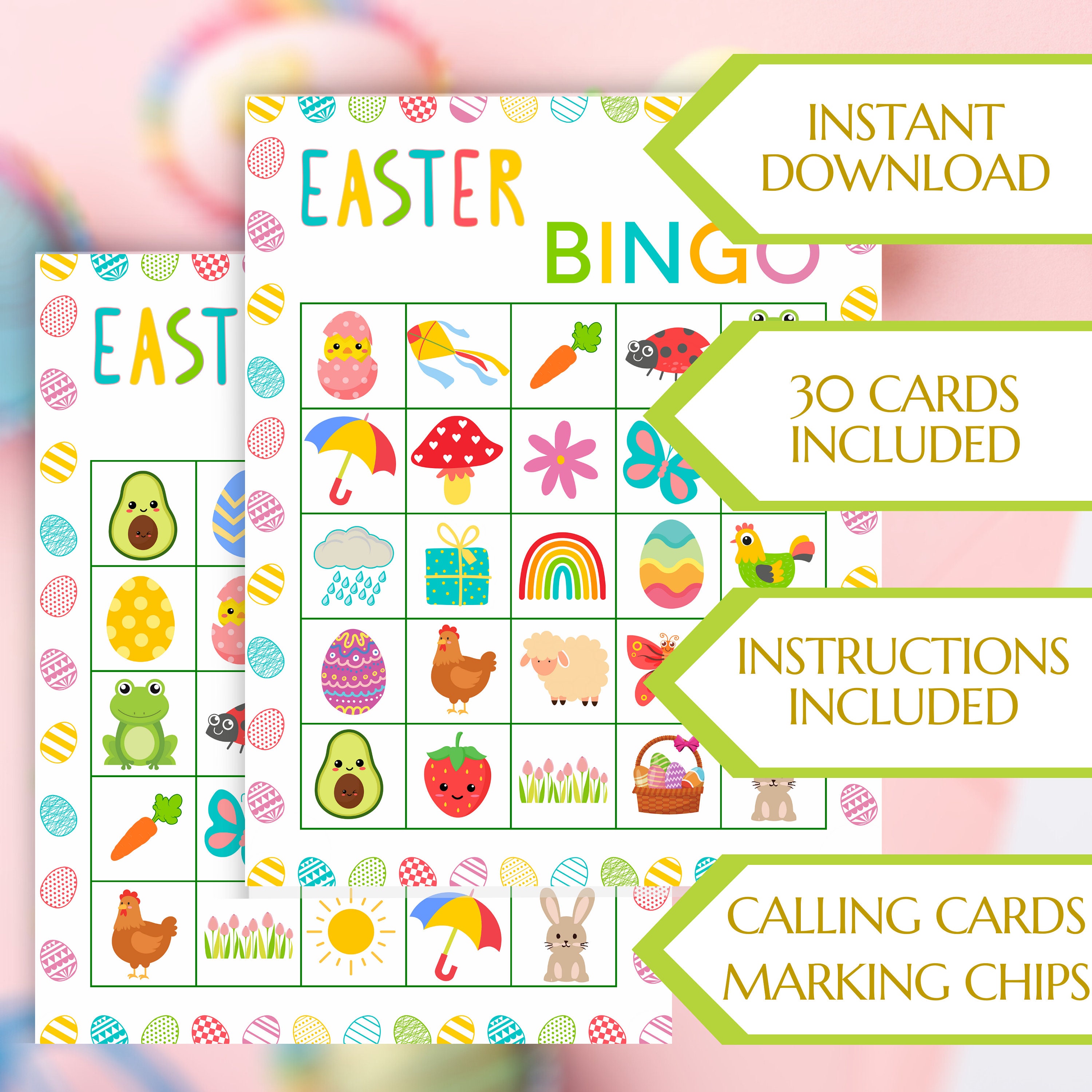Easter Bingo Game Kids Easter Activity Printable Easter Game Kids Bingo ...