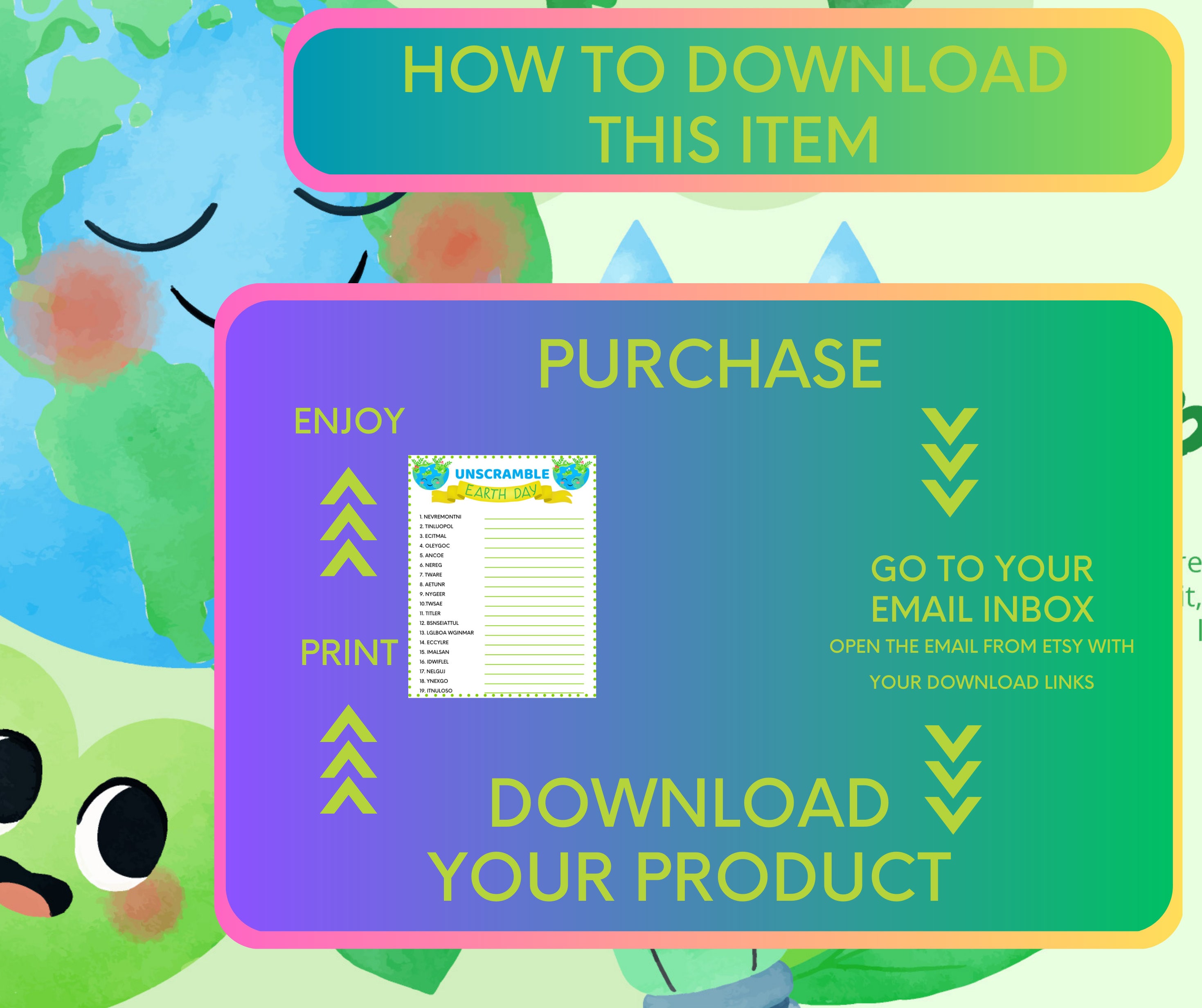 Earth Day Unscramble Game Kids Earth Day Printable Games Earth Day ...