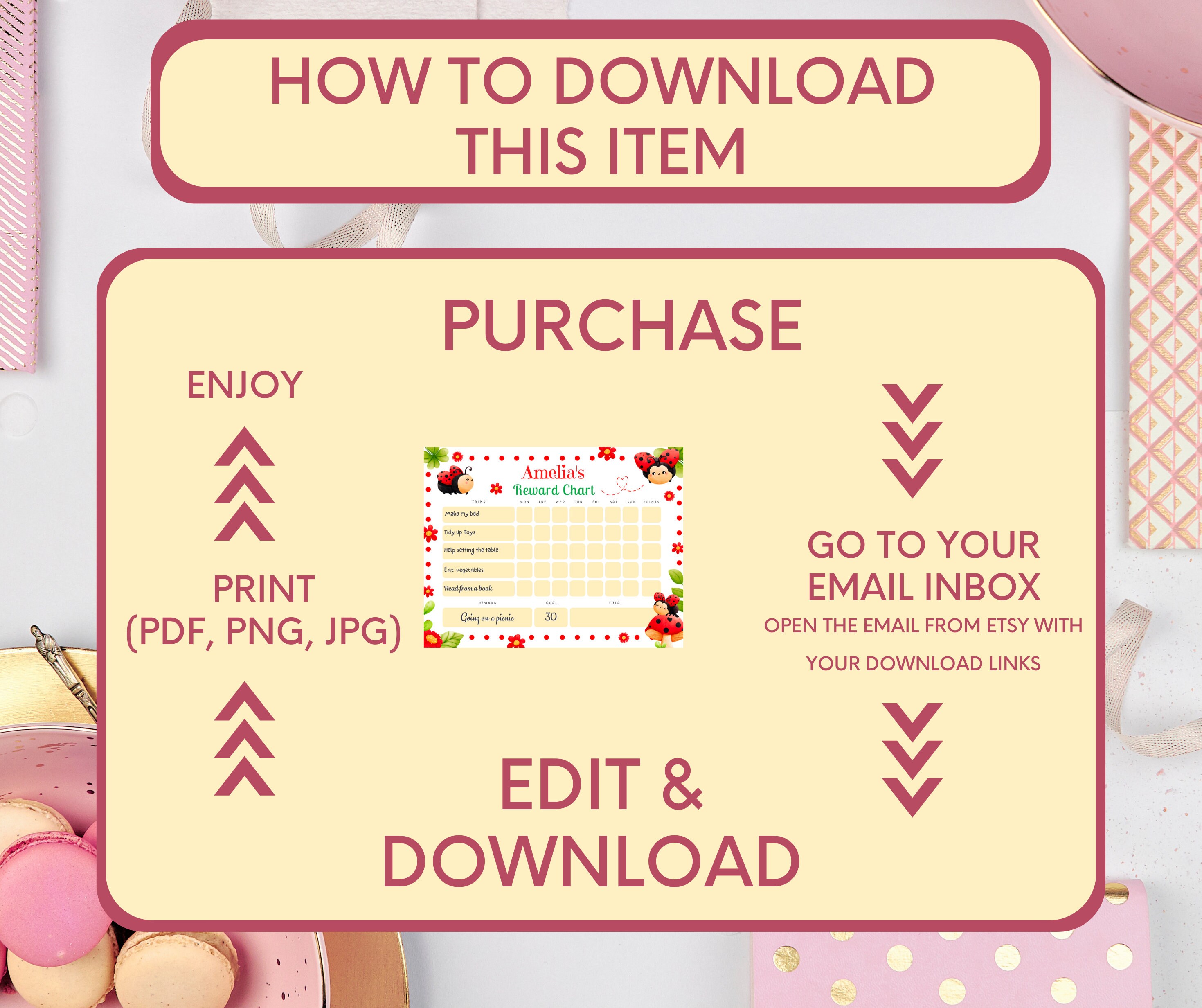 Editable Ladybugs Reward Chart for Kids Daily Routine Chart Kids Chore ...