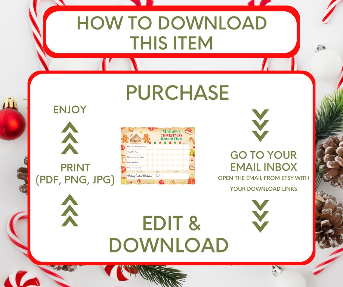 Editable Christmas Reward Chart for Kids Daily Routine Chart Kids Chore ...