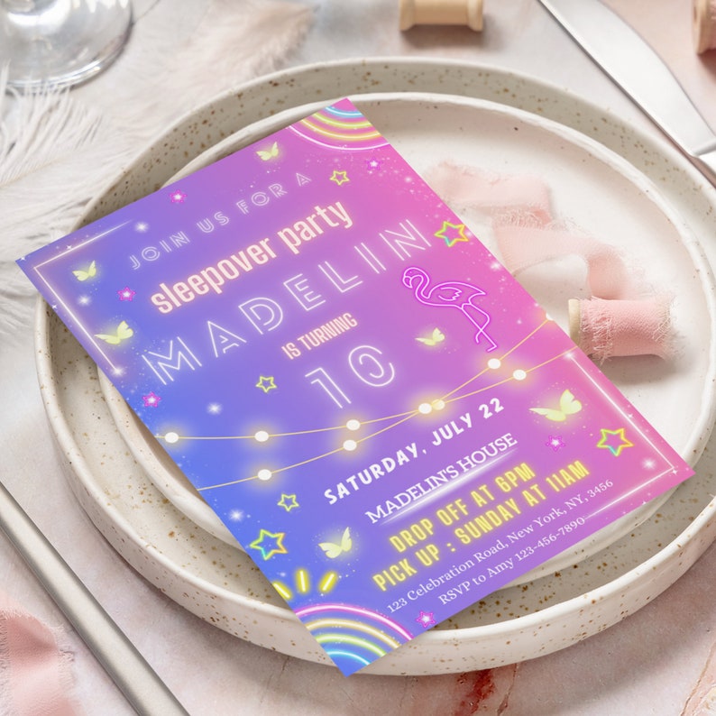 Slumber Party Invitation Slumber Party Squad 10th Birthday Invitation ...