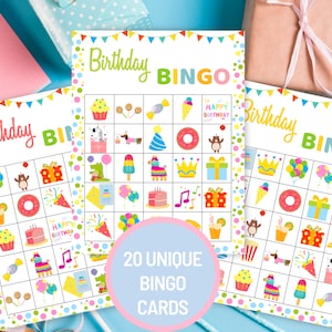 Birthday Bingo Game Kids Birthday Party Bingo Birthday Party Games Kids ...
