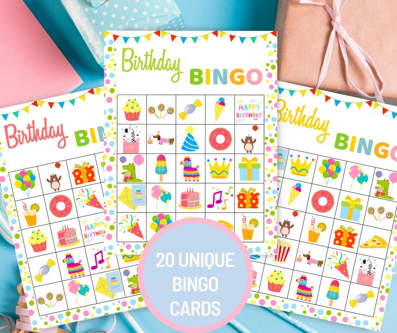 Birthday Bingo Game Kids Birthday Party Bingo Birthday Party Games Kids ...