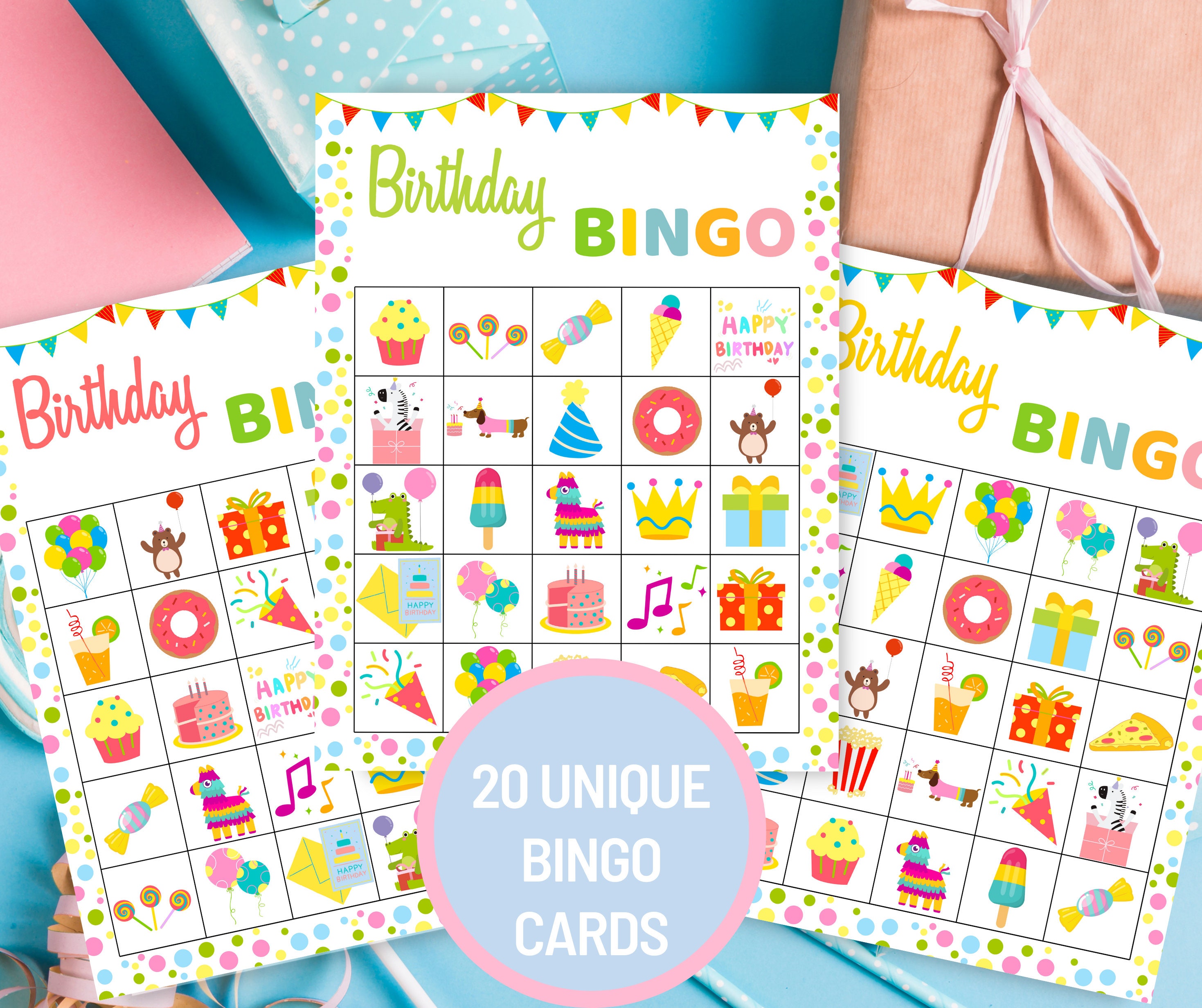 Birthday Bingo Game Kids Birthday Party Bingo Birthday Party Games Kids ...