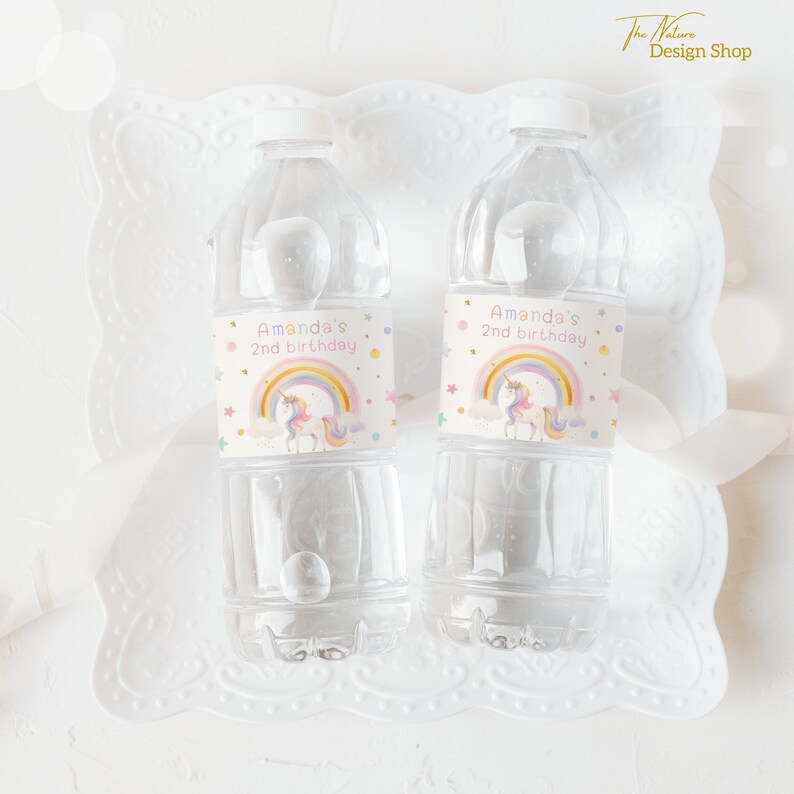 Editable Unicorn Water Bottle Label Magical Unicorn Party Decor Unicorn ...