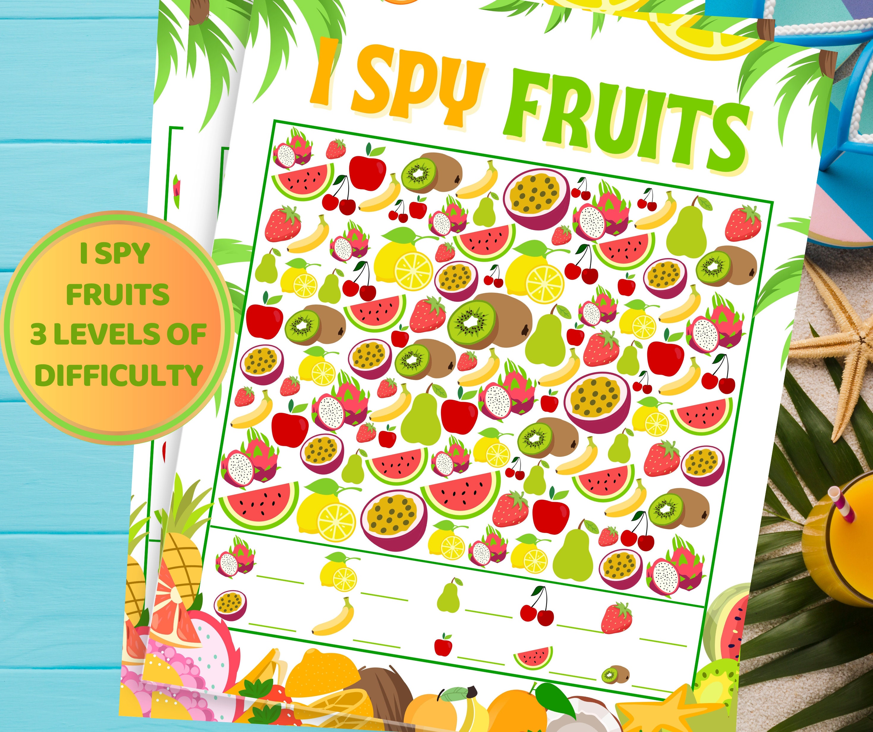 I Spy Fruits Summer Activity Kids Summer Party Game Fruits Birthday ...