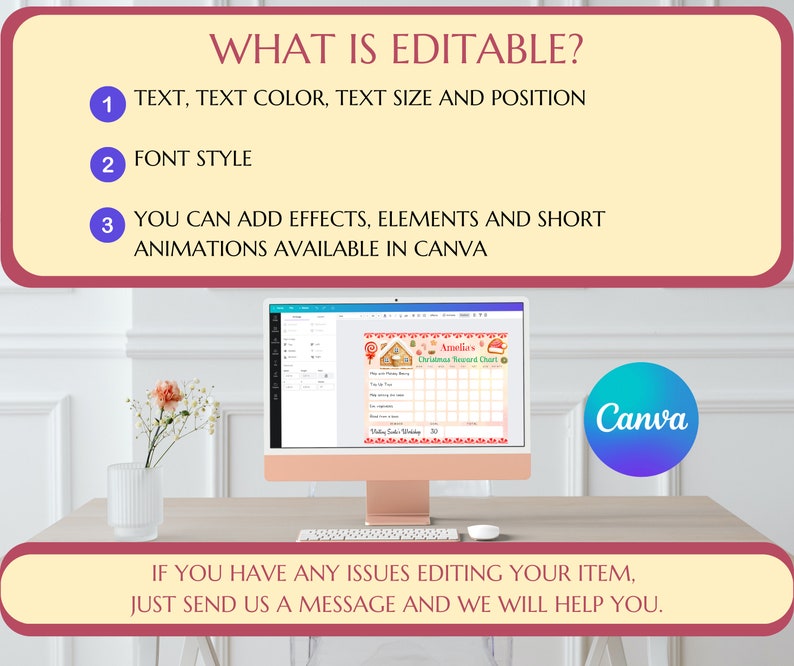 Editable Christmas Reward Chart for Kids Daily Routine Chart - Etsy