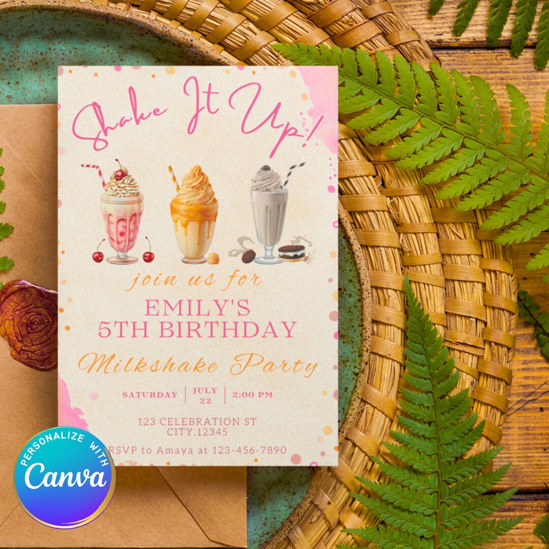 Shake Birthday Invitation 10th Birthday Patisserie Invitation - Etsy