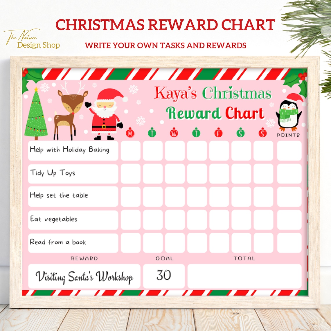 Editable Christmas Reward Chart for Kids Daily Routine Chart Kids Chore ...