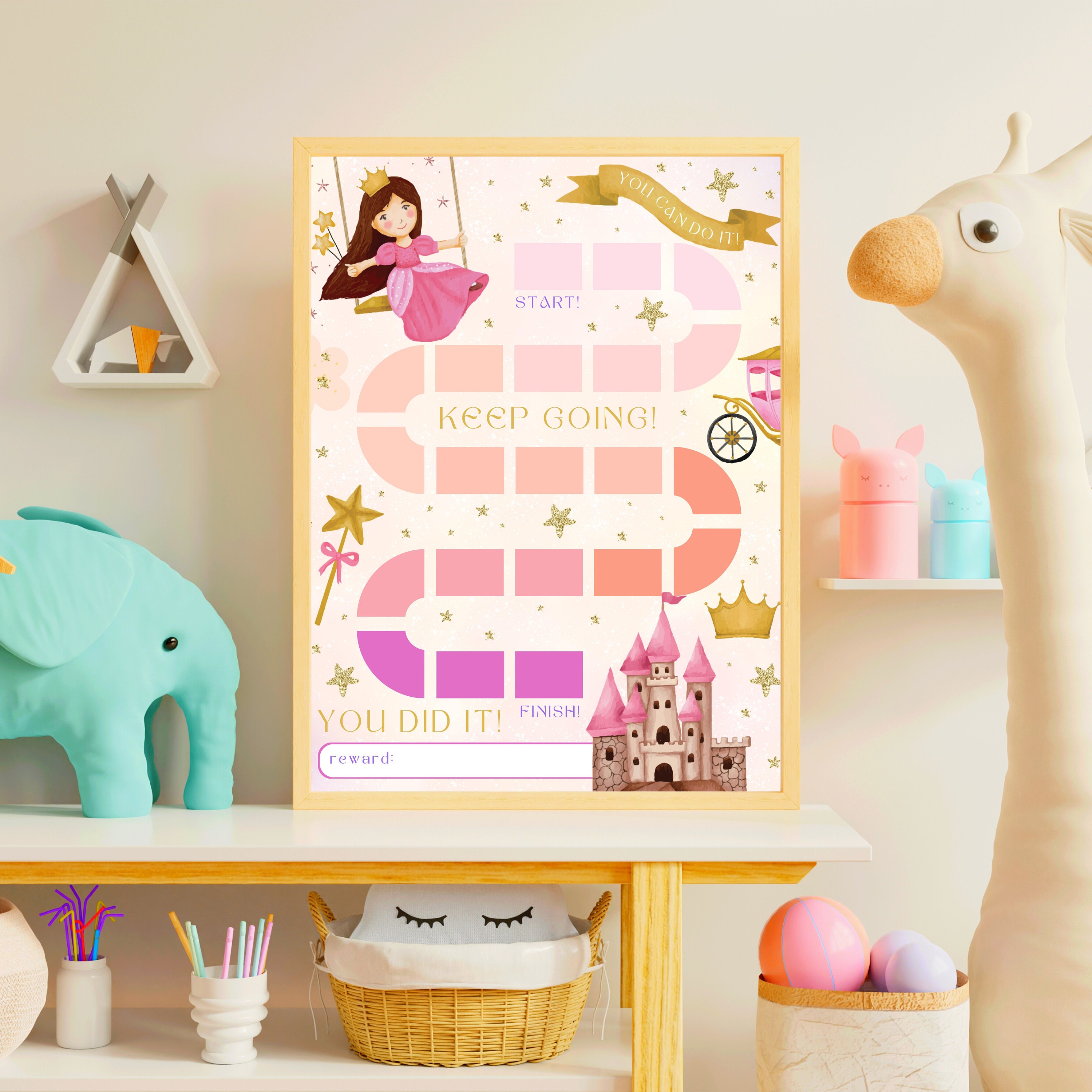 Princess Behavior Chart for Girls Daily Routine Chart Princess Reward ...