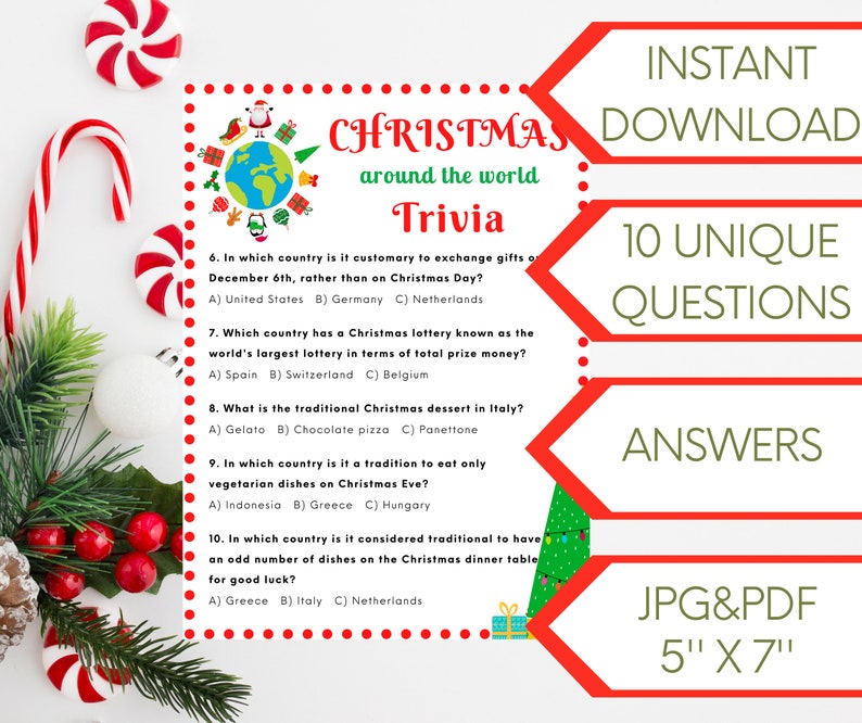 Christmas Game Around the World Xmas Game Christmas Party Printable ...