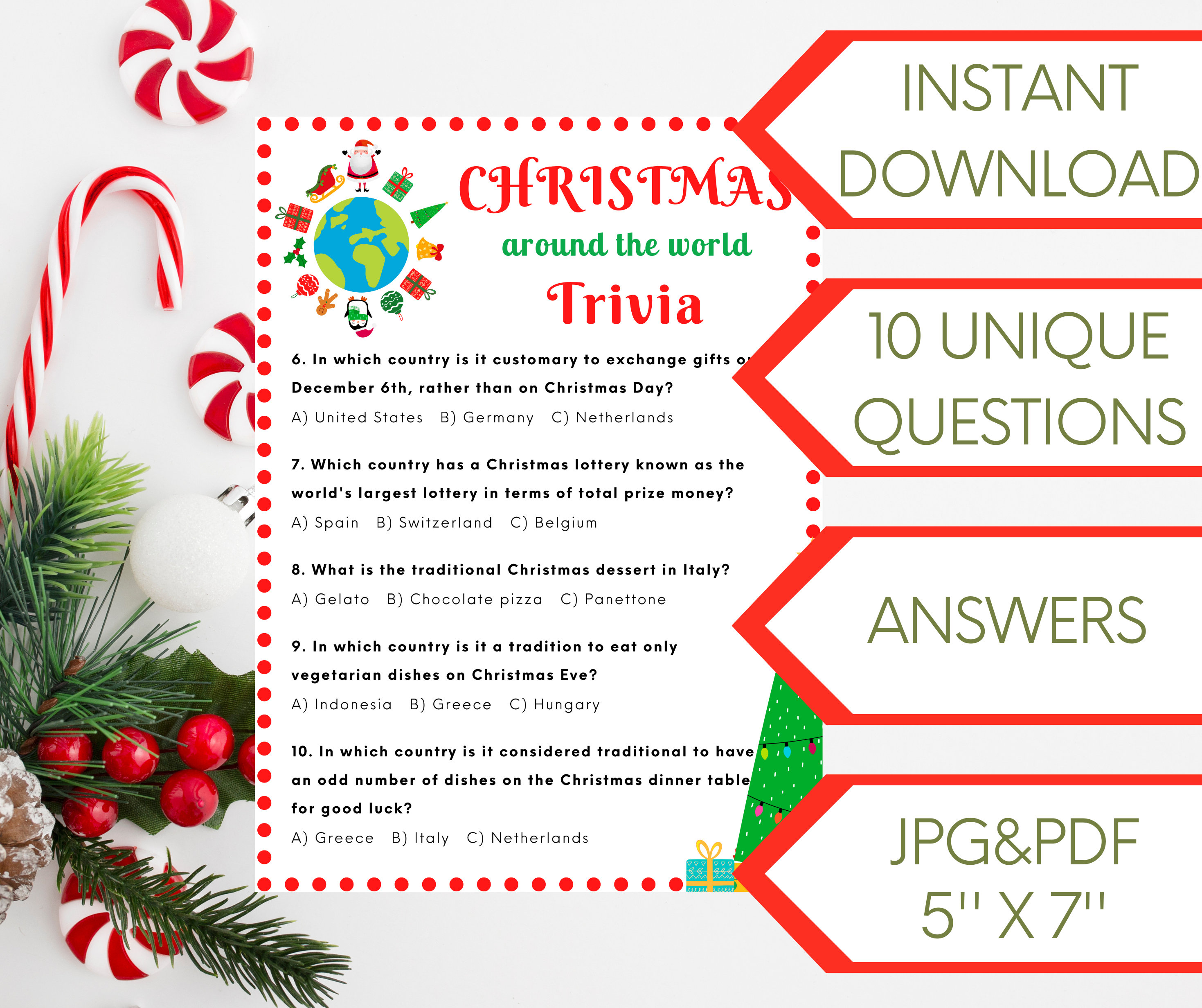 Christmas Game Around the World Xmas Game Christmas Party Printable ...