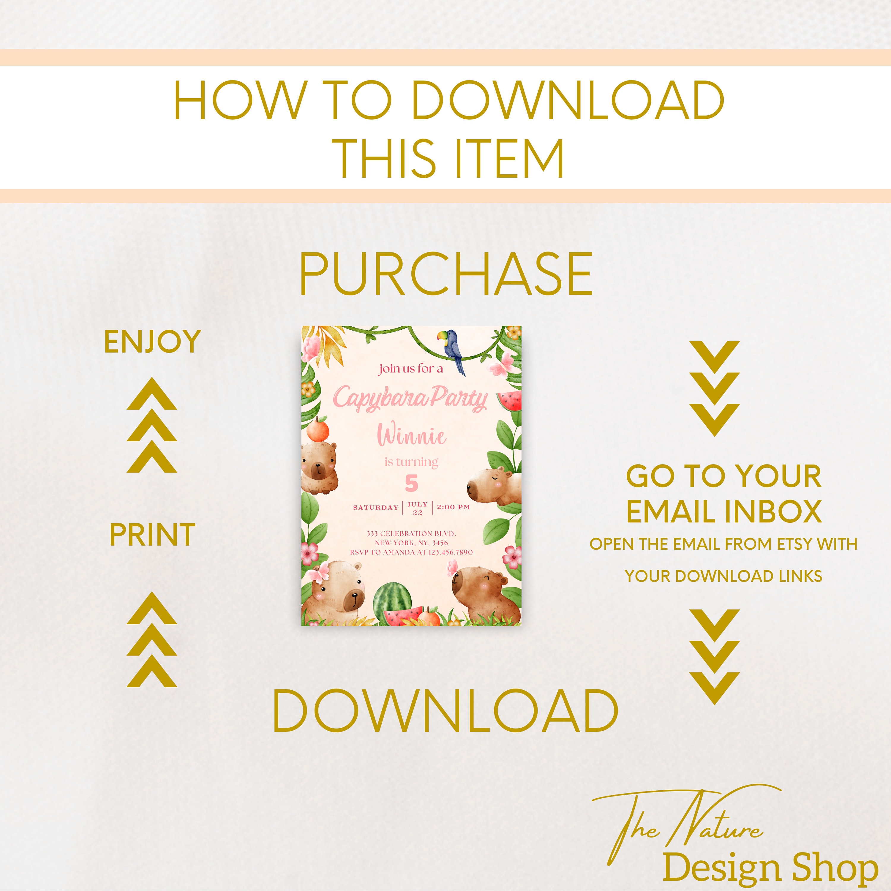 Capybara Birthday Invitation Editable Capybara Party Invite Capybara ...