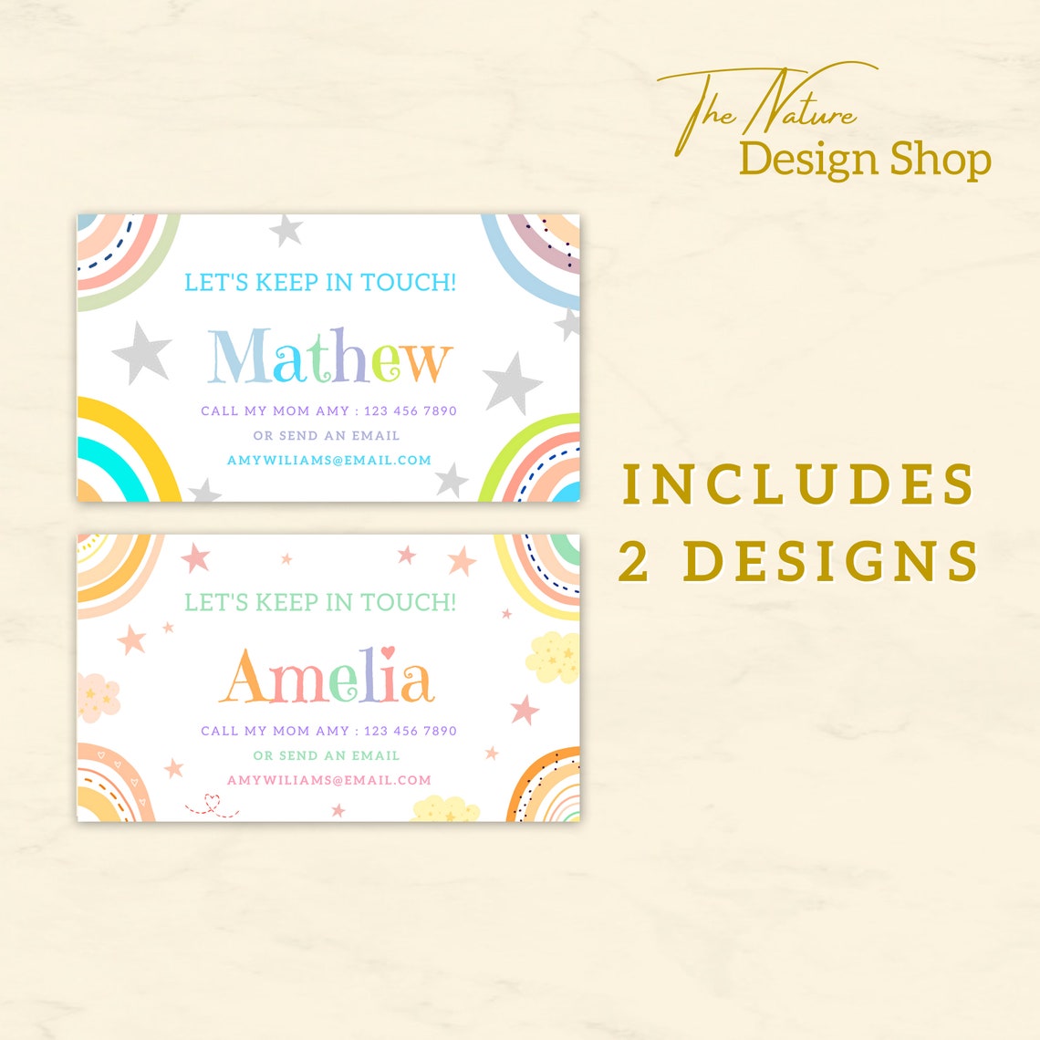 Kids Contact Cards Kids Playdate Cards Kids Keep in Touch for Kids ...