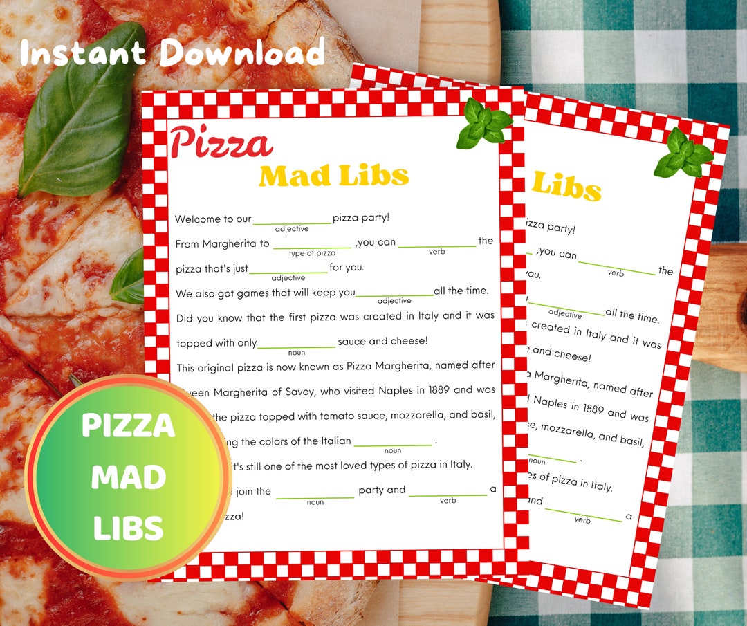 Pizza Party Mad Libs Games Pizza Theme Party Favor Slumber Party Favors ...