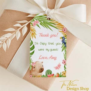 Editable Capybara Birthday Tag Capybara Favor Tags Capybara Thank You ...