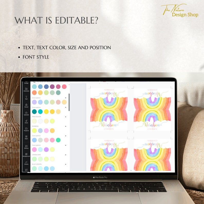 Editable Rainbow Food Label Tent Card Rainbow Name Tag Rainbow Place ...