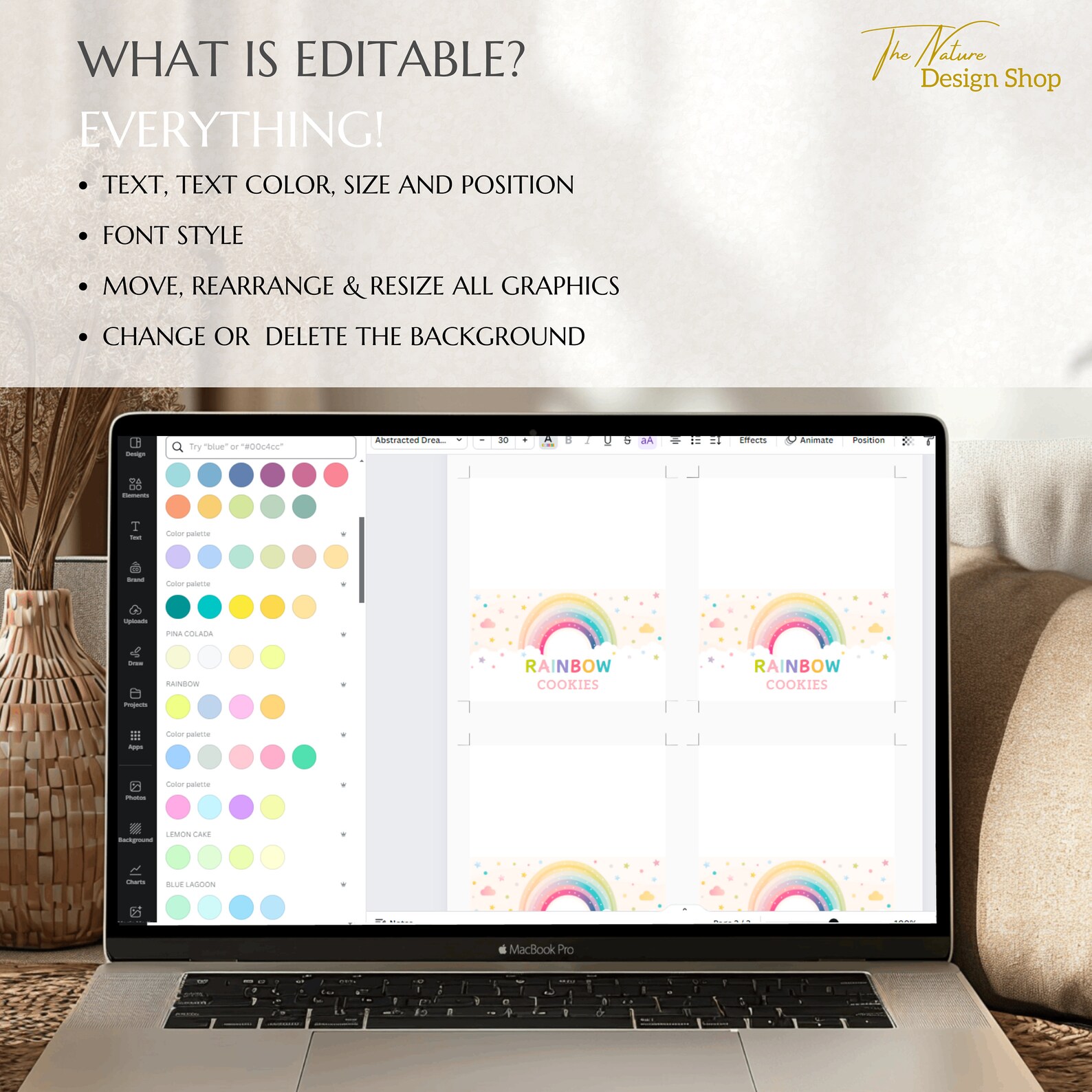 Editable Rainbow Food Label Tent Card Rainbow Name Tag Rainbow Place ...