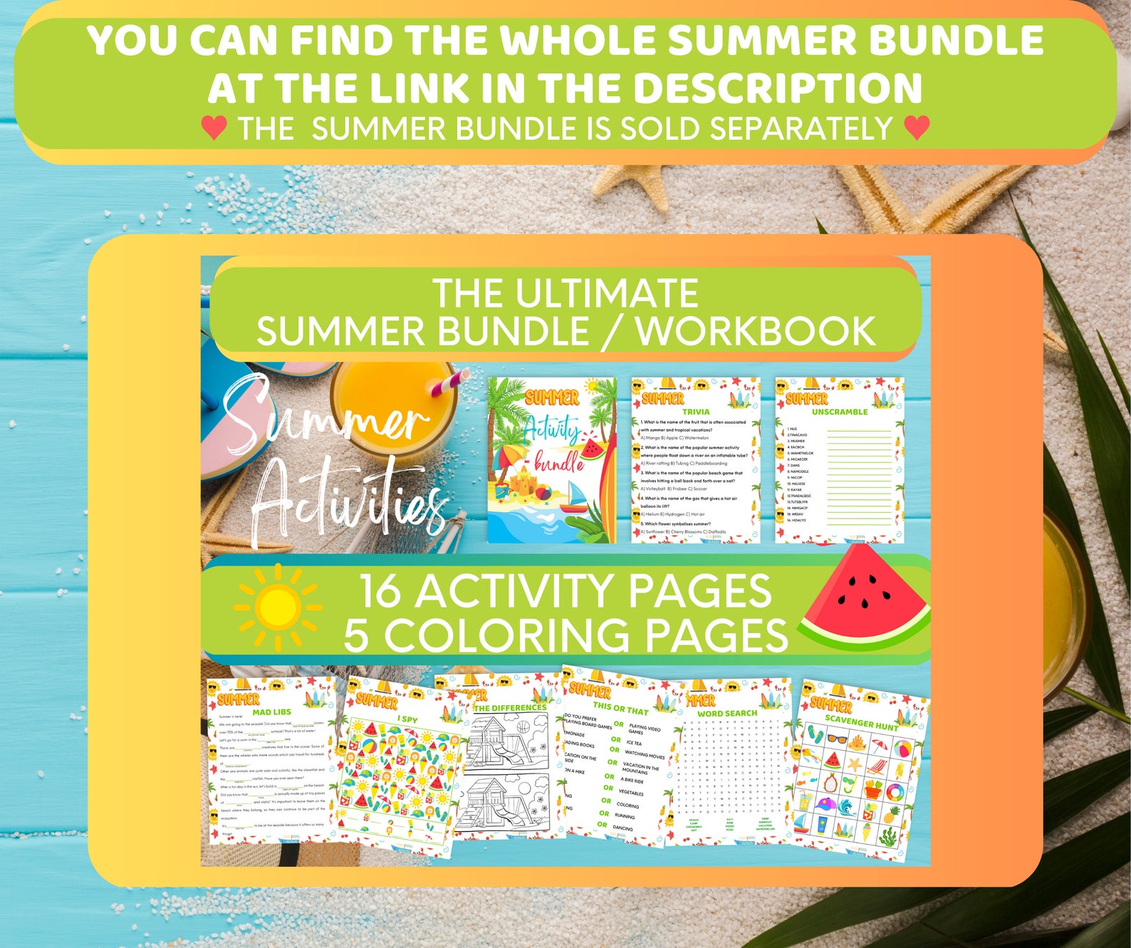 Summer Games Kids Unscramble Word Search Summer Activities Kids Summer ...
