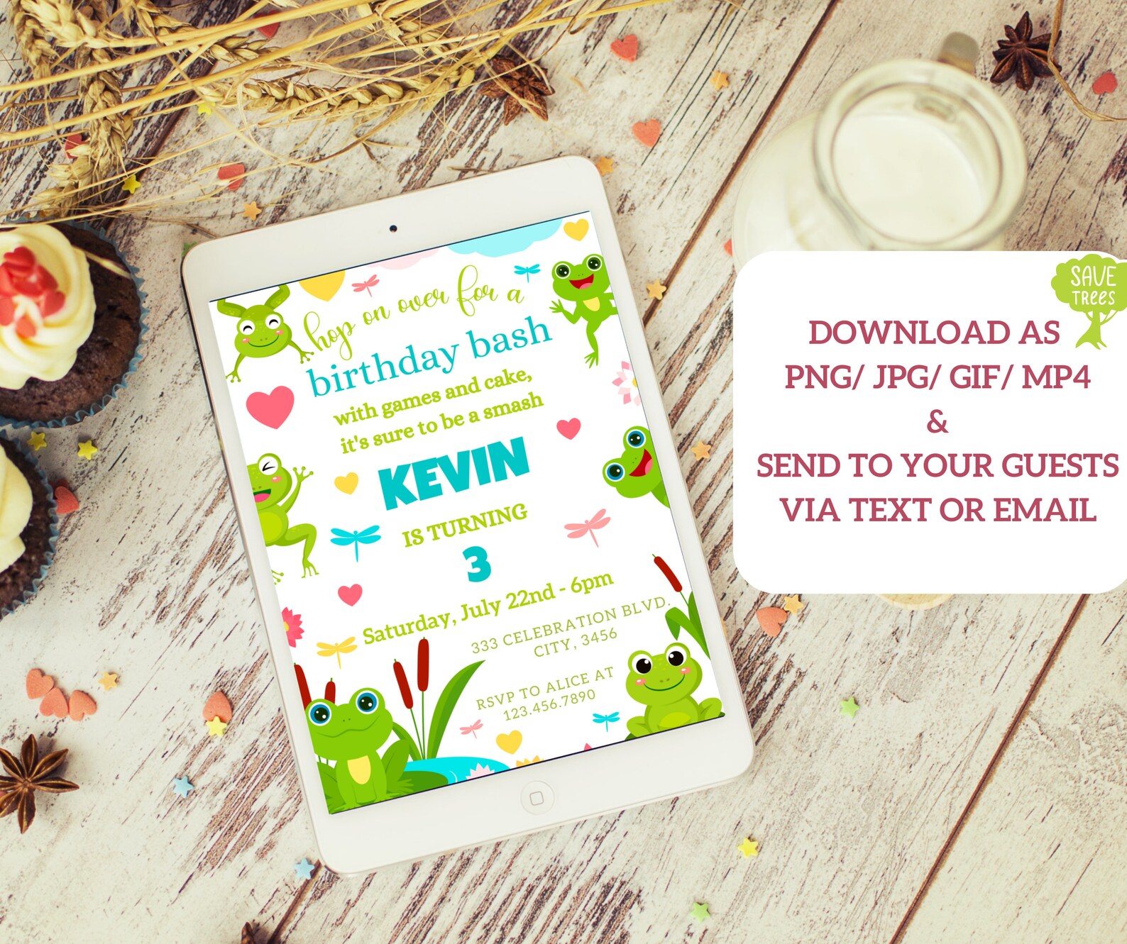 Frog Birthday Invitation Frog Party Invite Frog Invitations - Etsy