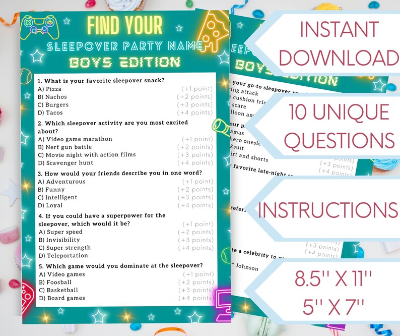 Sleepover Party Game Sleepover Birthday Ideas Tween Sleepover Games Boy ...