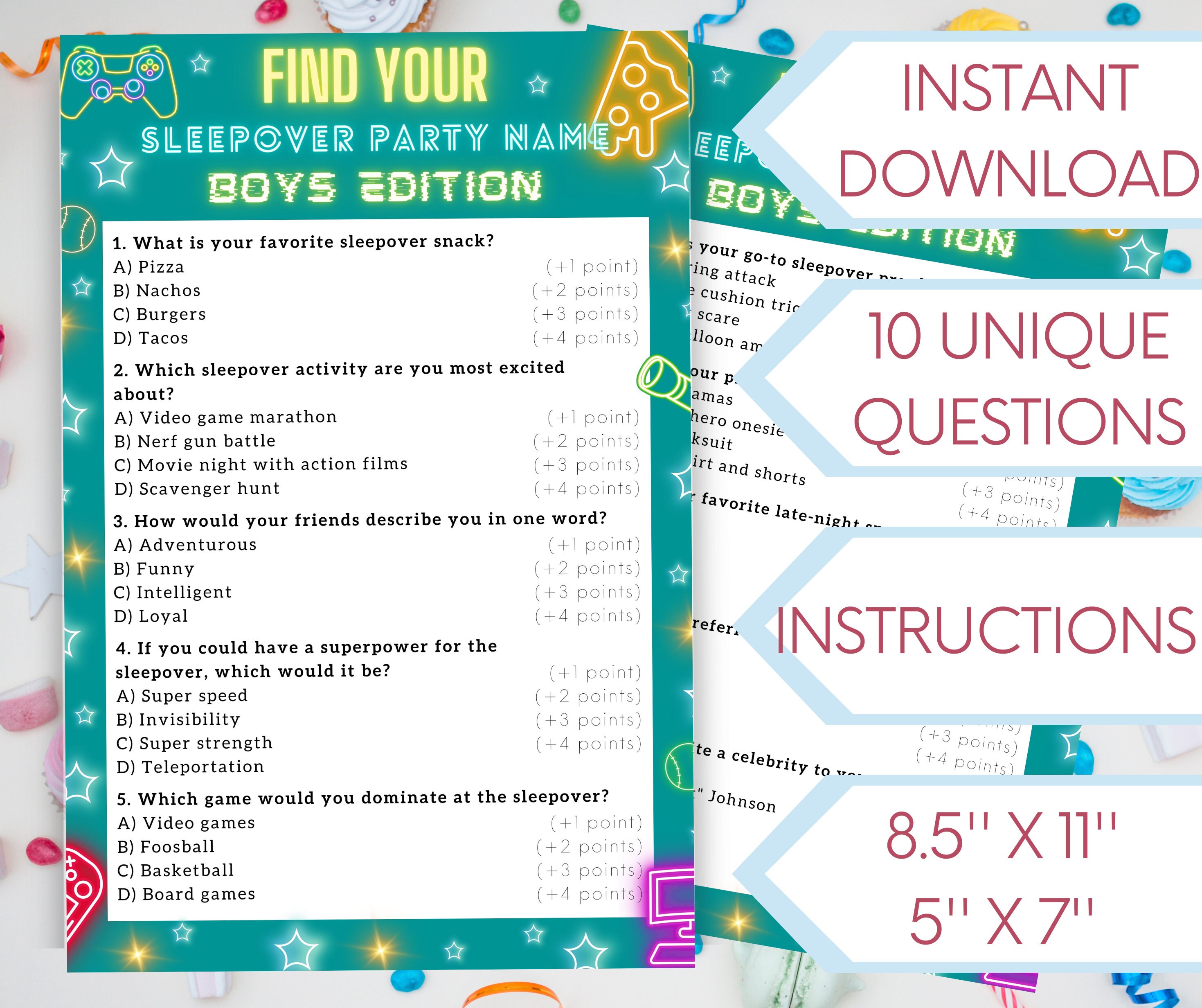 Sleepover Party Game Sleepover Birthday Ideas Tween Sleepover Games Boy ...