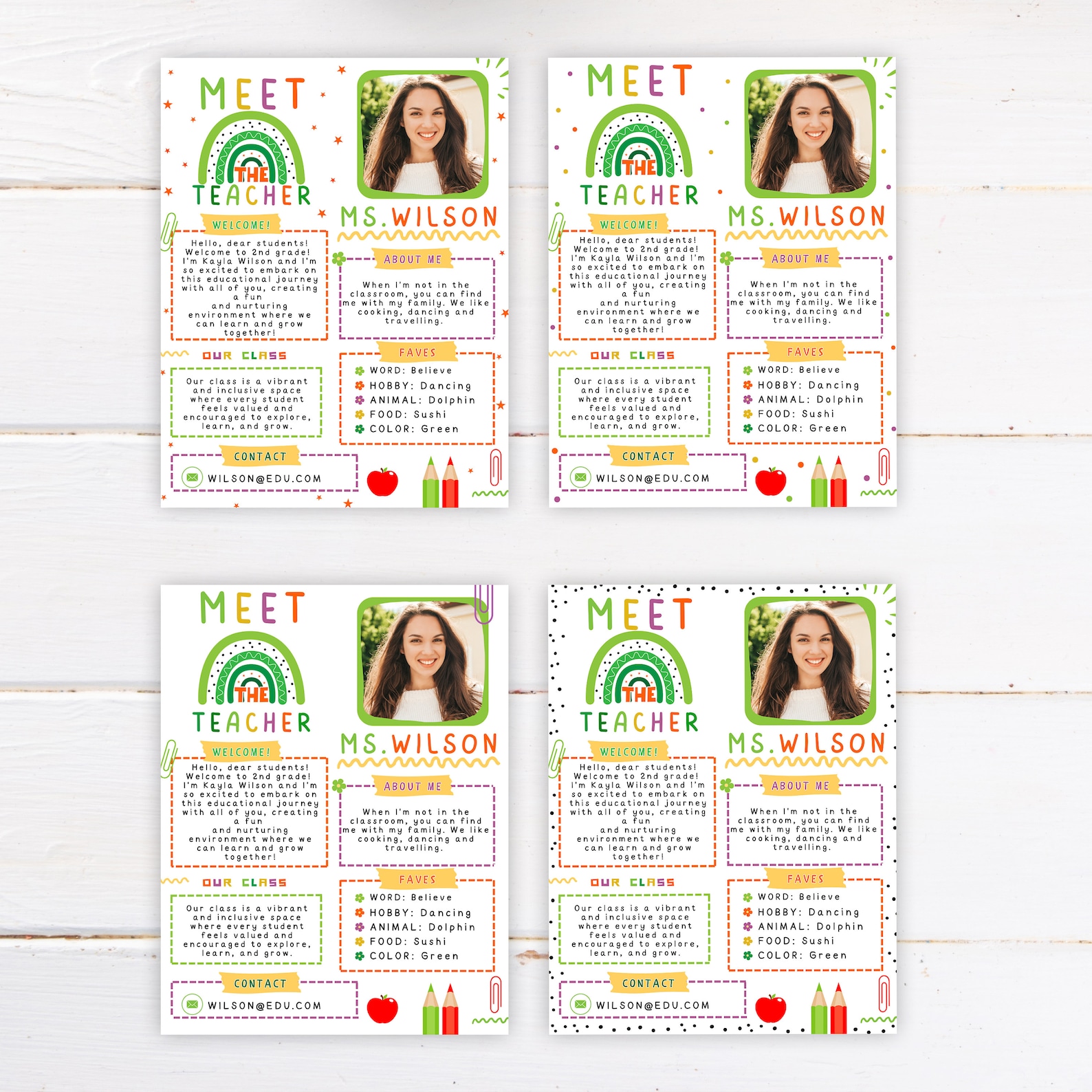 Meet the Teacher Editable Template Teacher Boho Rainbow Teacher Canva ...